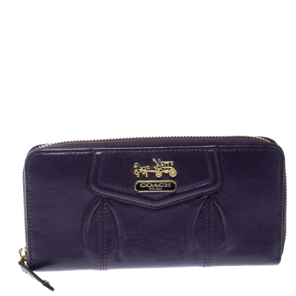 Coach | Bags | Coach Purple Leather Zip Around Wallet | Poshmark